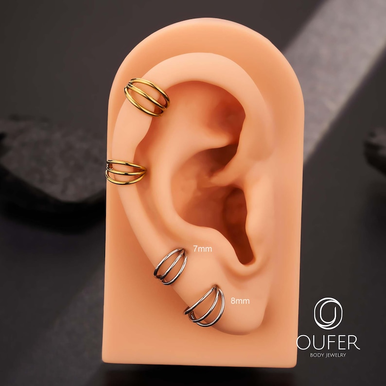 18/20G Gold/silver Color Triple Hoop Nose Ring/cartilage Hoop/nose ...