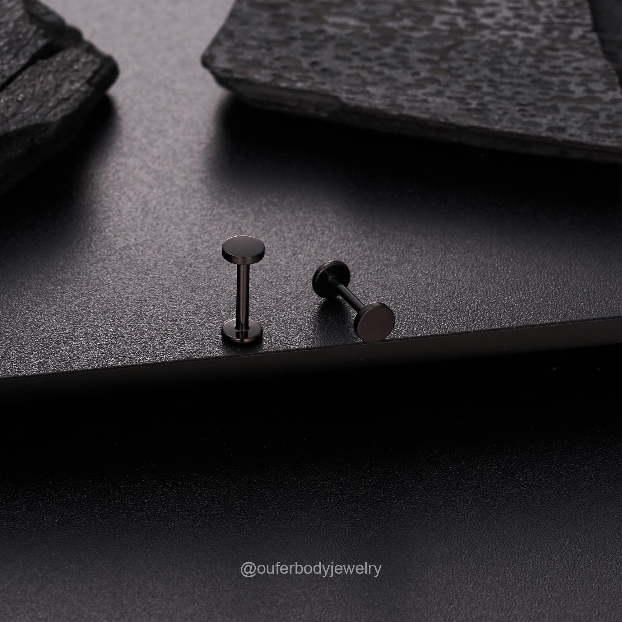 16/18/20G Titanium Black Tiny Flat Disc Threadless Push Pin Labret Stud ...