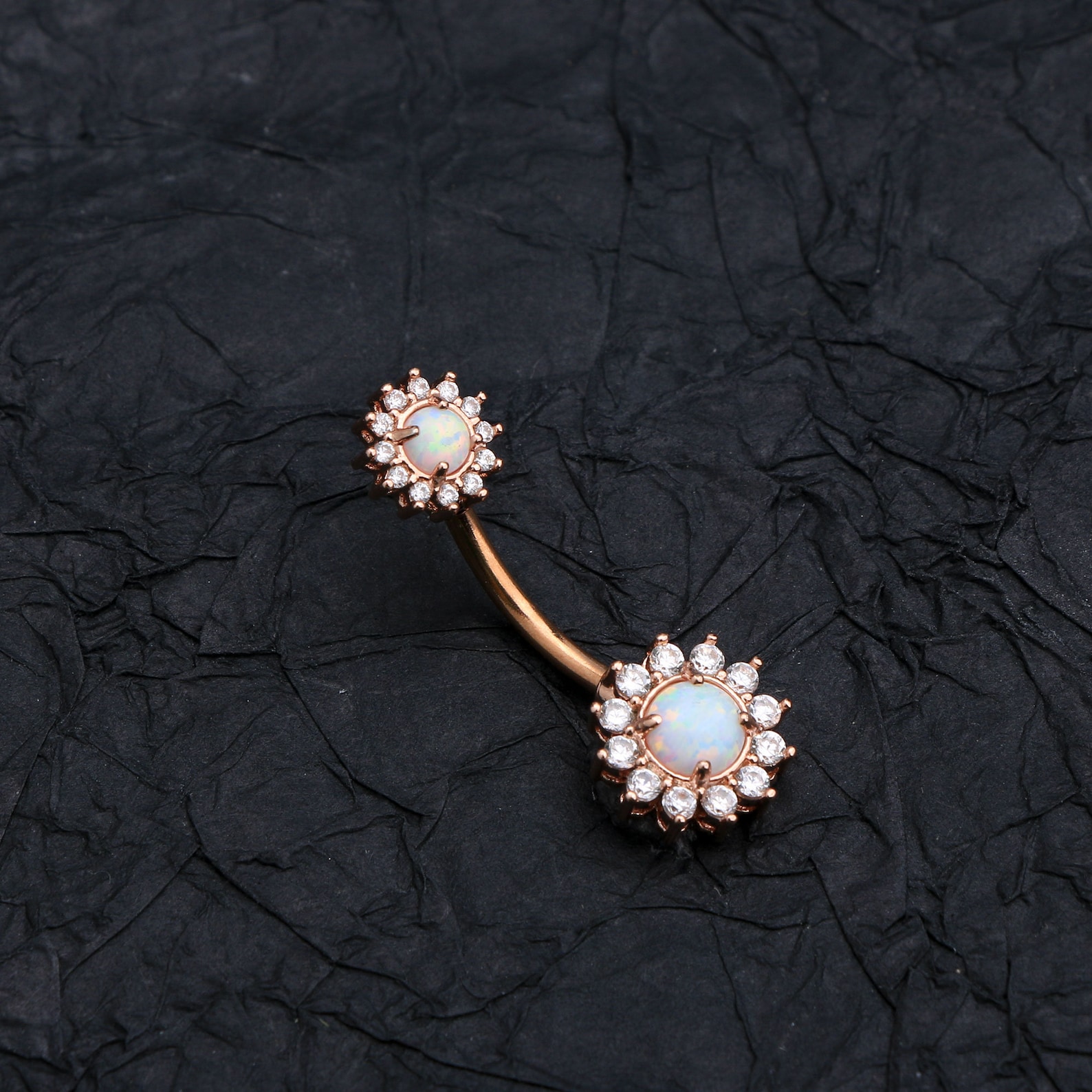 14G Surgical Steel Opal Navel Rings/belly Piercing/ CZ Navel - Etsy