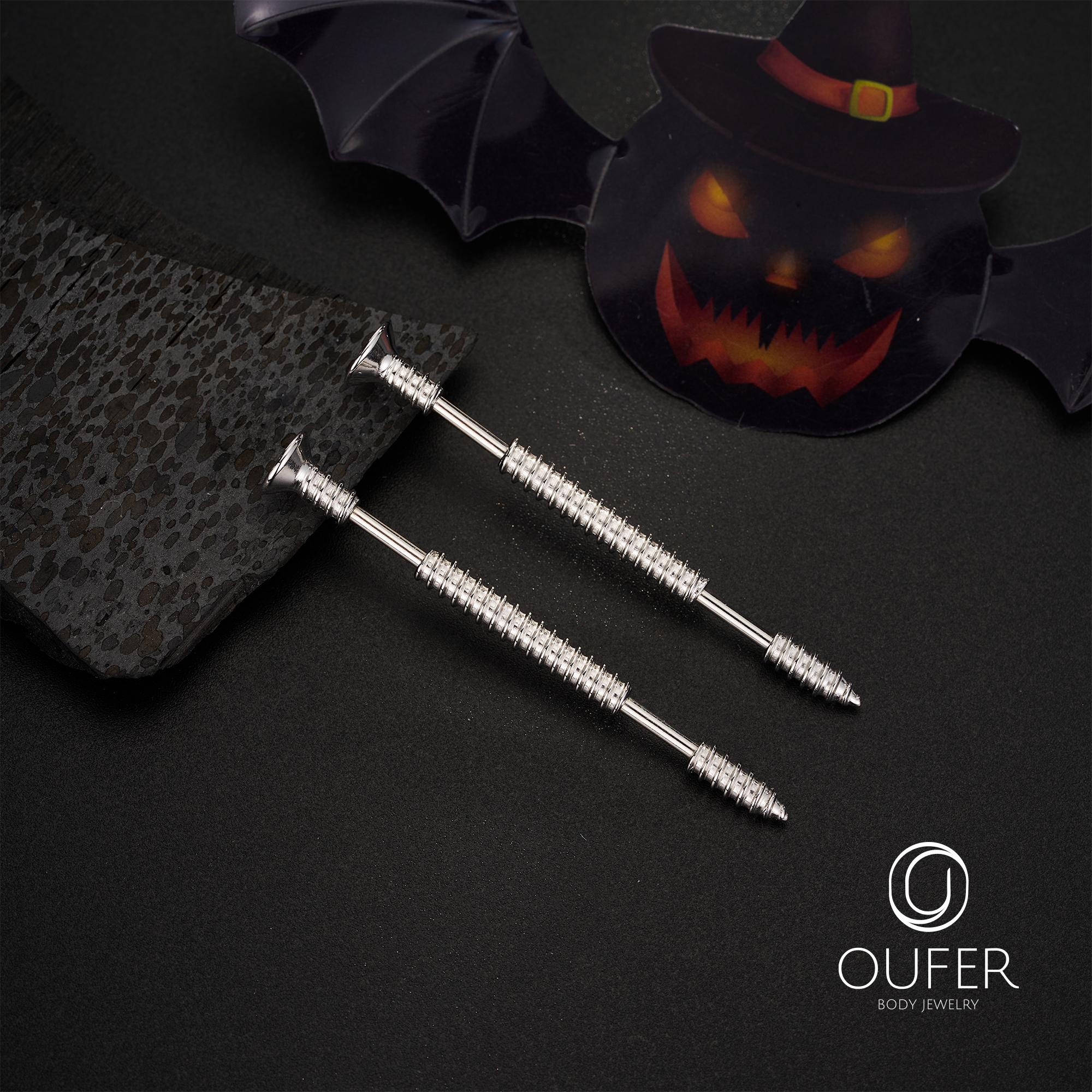 14G Screw Rod Long Nail Industrial Barbell/industrial Jewelry ...