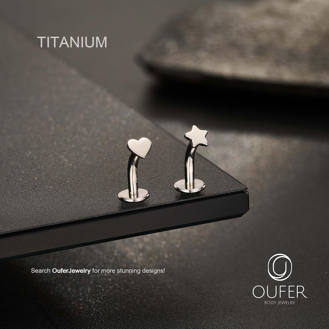 14G Titanium Threadless Floating Heart/star Belly Button Ring/curved ...