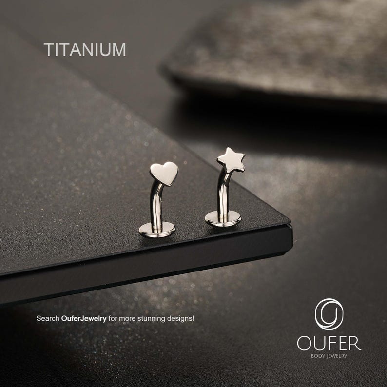 14G Titanium Threadless Floating Heart/star Belly Button Ring/curved ...
