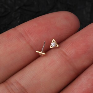14k Gold Threadless Push Pin Labret Stud/triple Threadless Nose Stud ...