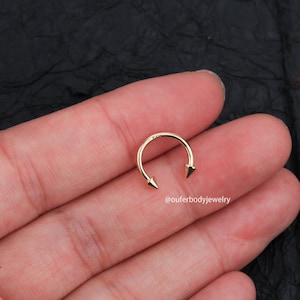 14K Solid Gold Spike Septum Ring/pointed Cone Horseshoe Ring/daith ...