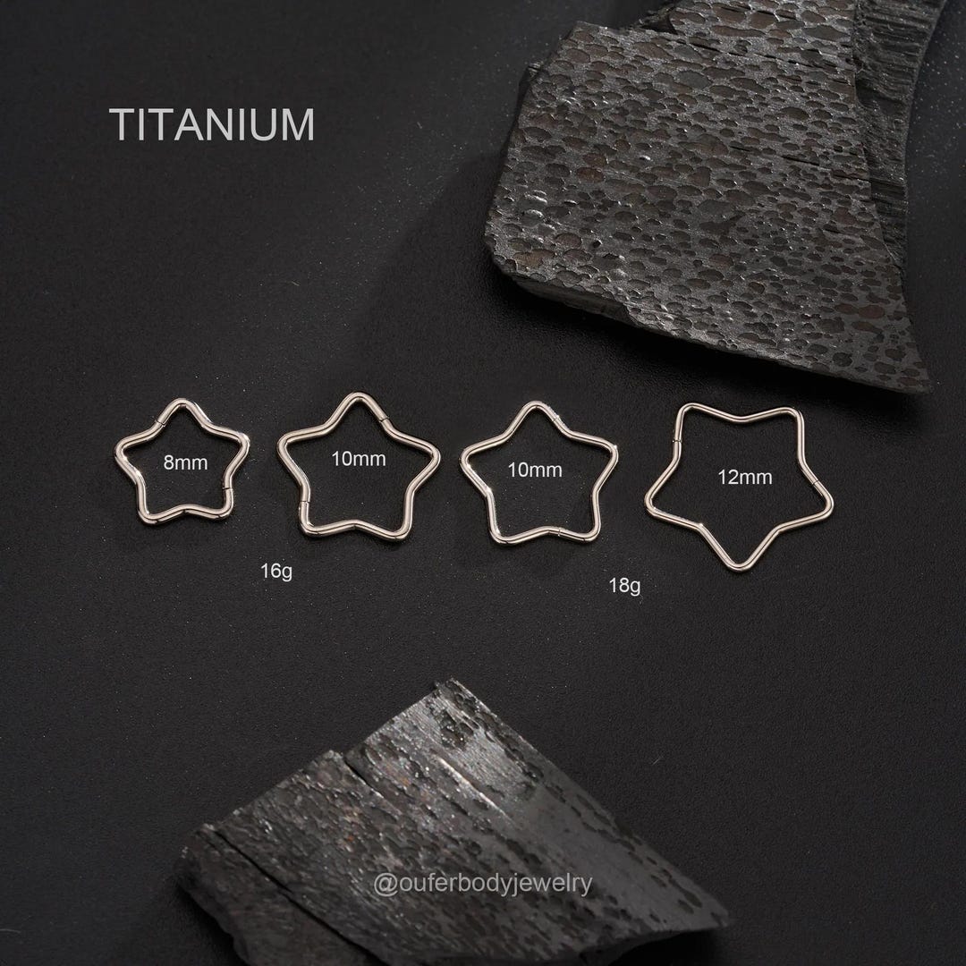 16G/18G Titanium Star Septum Clicker, Septum Jewelry, Star Nose Ring ...