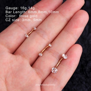 18G 16G 14G Round CZ Rook Barbell/eyebrow Rings/snug Rook Barbell/rook ...