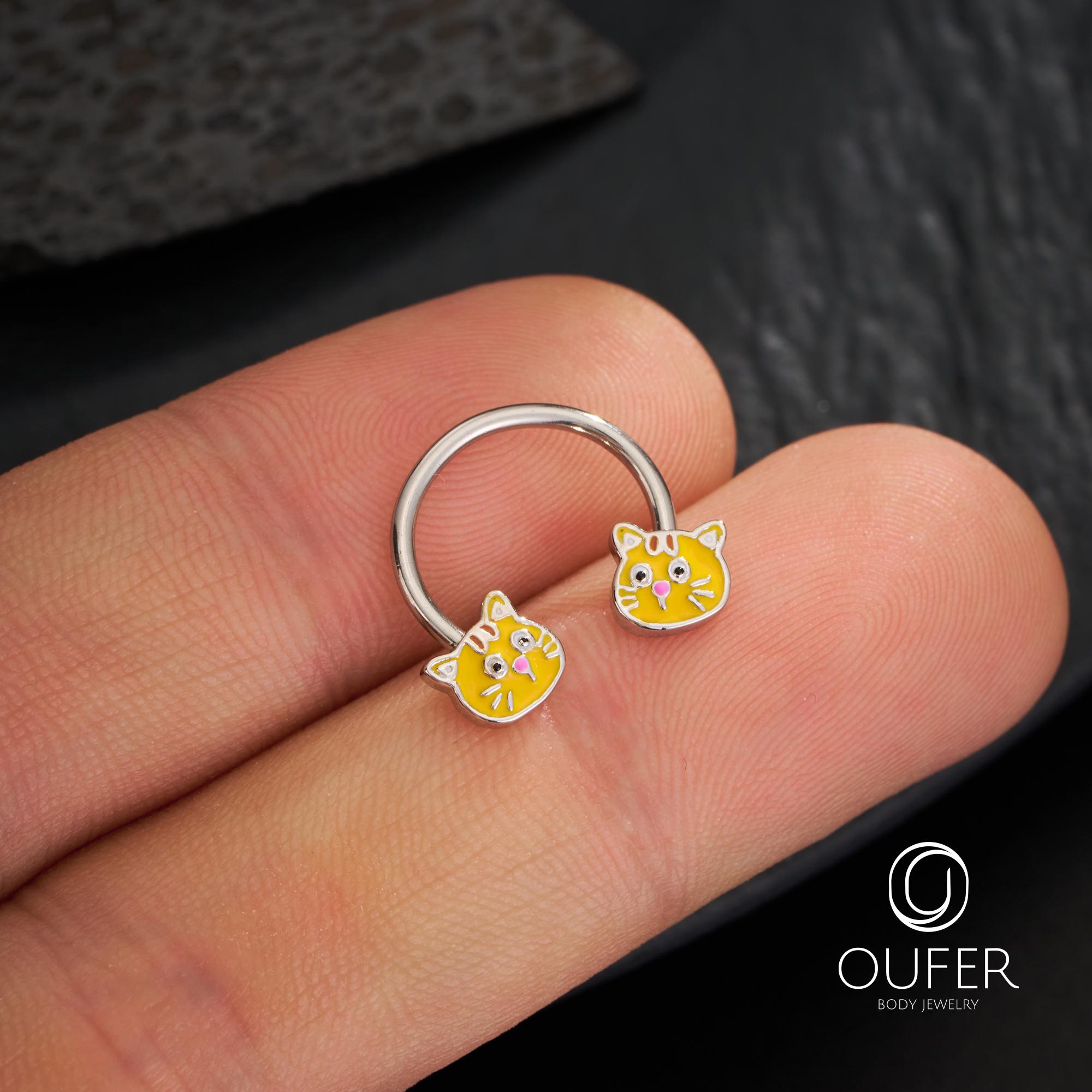 Oufer X Roly Dummy Cat Face Horseshoe Septum Ring/16g 14G Daith Earring ...