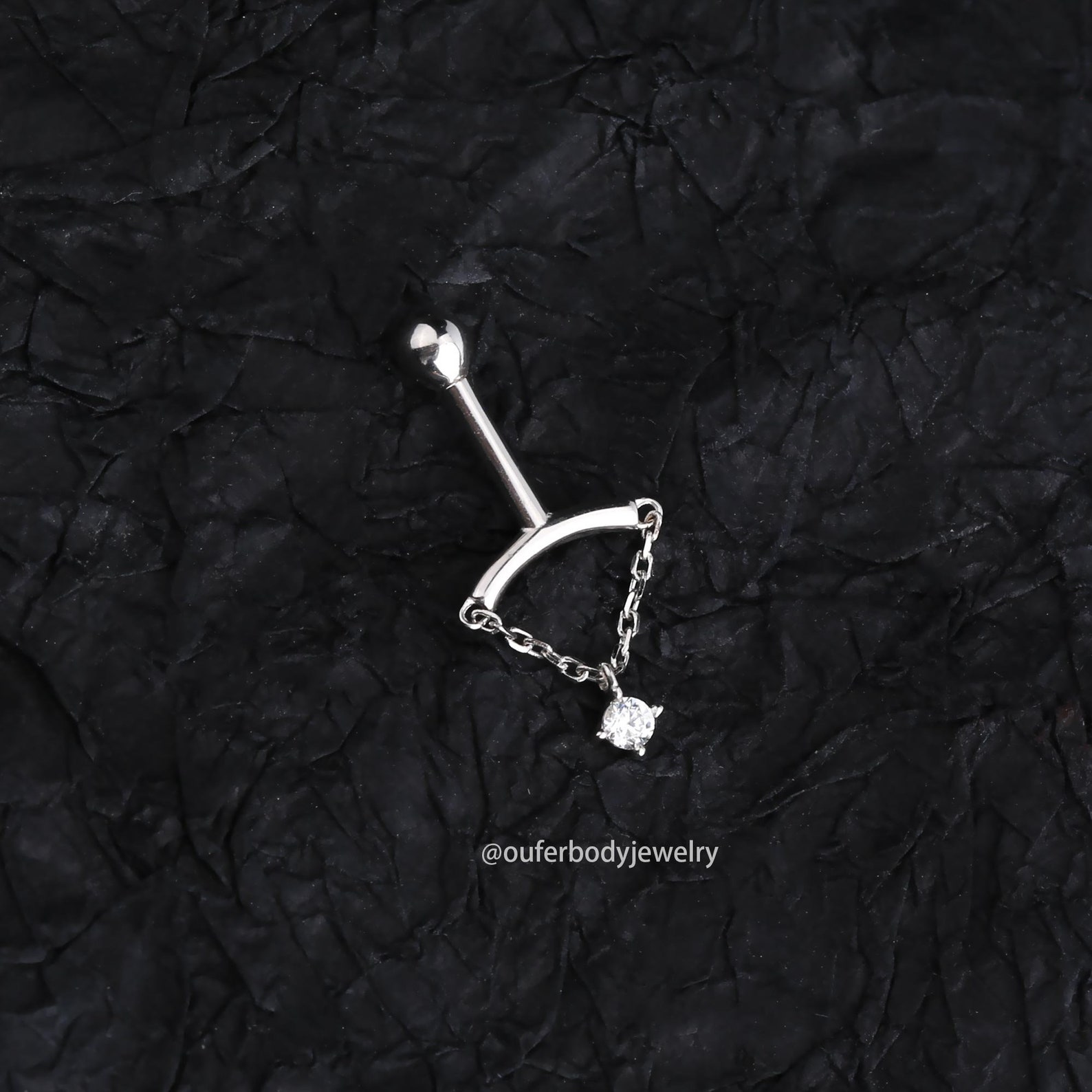 14K Solid Gold Vertical Helix Piercing/hidden Rook Dangle Earring ...