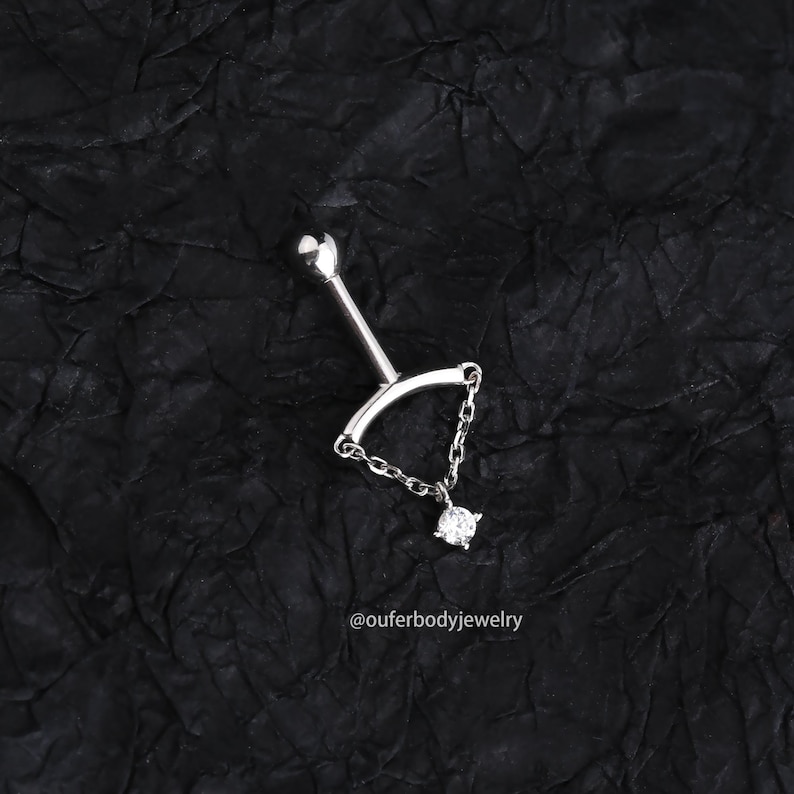 14K Solid Gold Vertical Helix Piercing/hidden Rook Dangle - Etsy