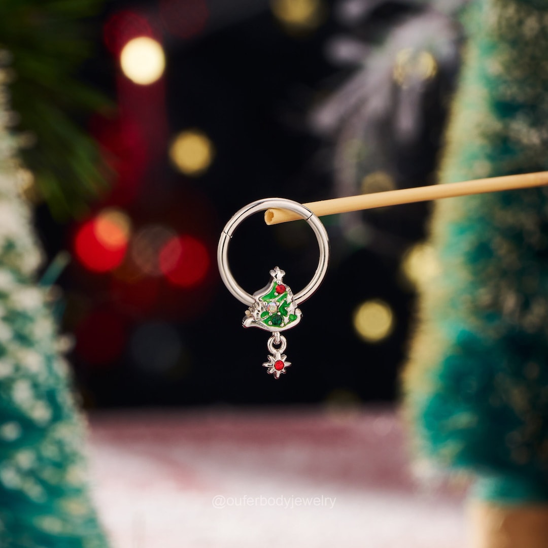 16G Christmas Tree Dangle Septum Ring/daith Earrings/cartilage/helix ...