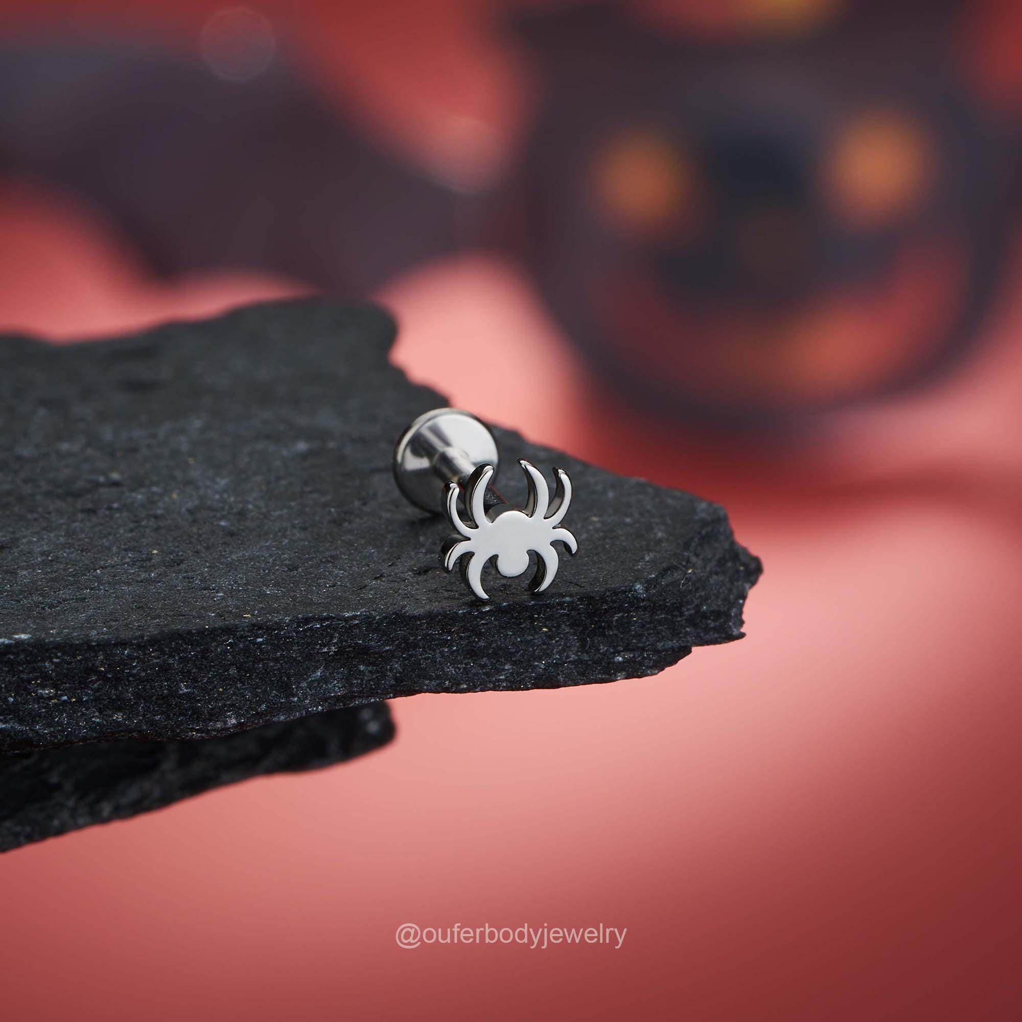 16G 3PCS Internally Threaded Bat/spider/cobweb Cartilage Studs Set ...