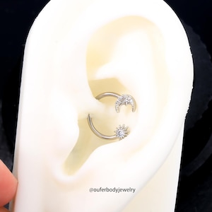 16G Sun & Star Septum Ring/daith Jewelry/cartilage Earring/helix Hoop ...