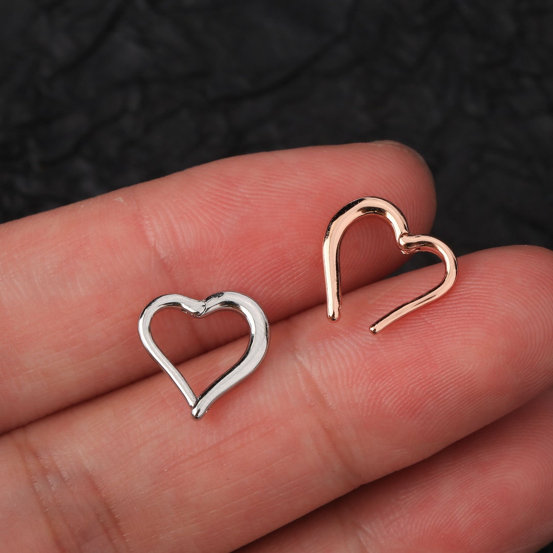 16G 316L Stainless Steel Heart Daith Hoop/cartilage/helix Hoop/septum ...