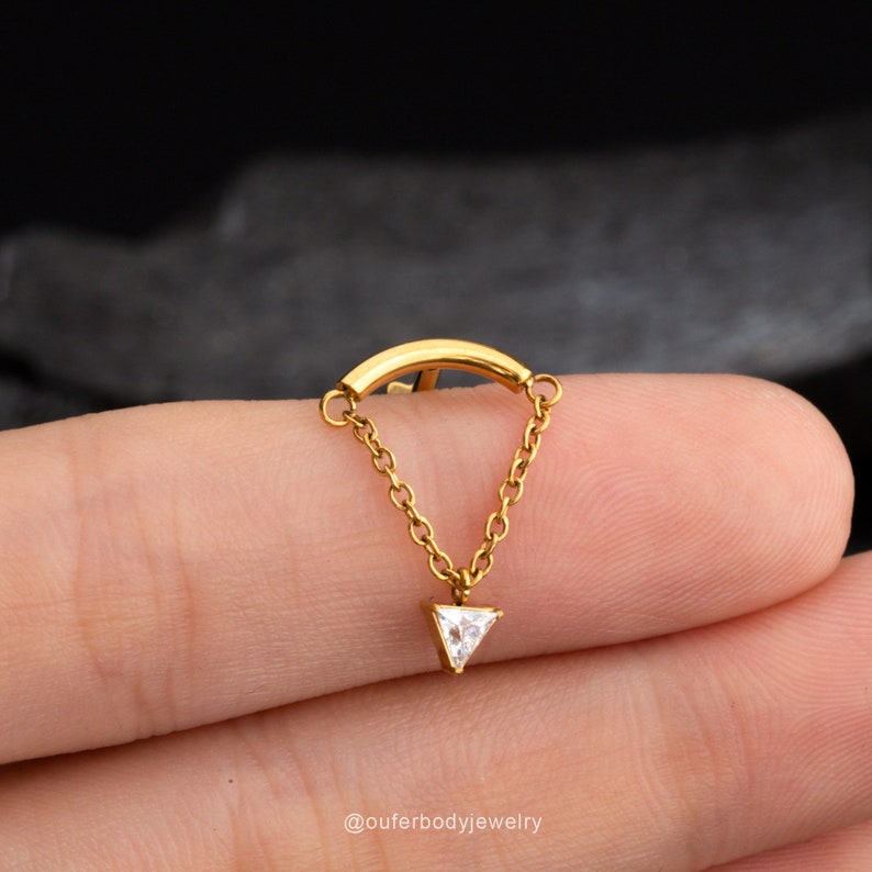 16G Triangle Drape/dangle CZ Hidden Helix Piercing/rook - Etsy