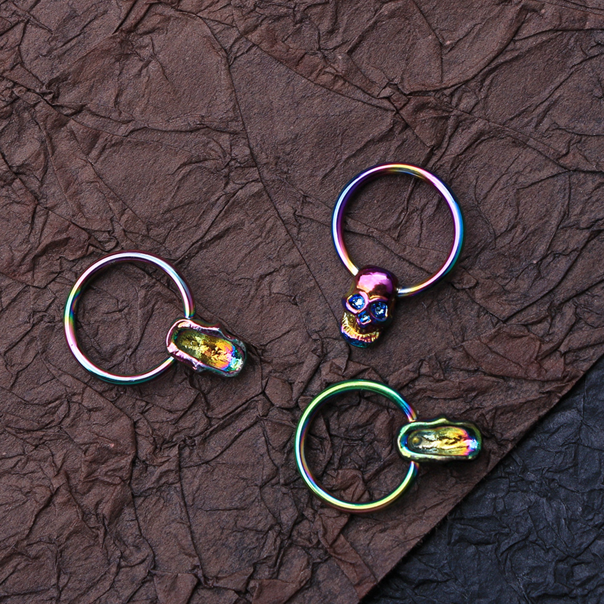 16g Rainbow Skull CBR/ Skull Septum Ring/Halloween Hoop/ Daith | Etsy