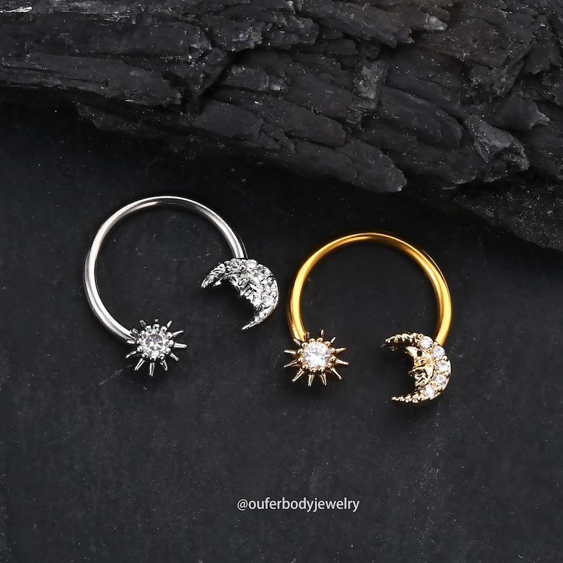 16G Sun & Star Septum Ring/daith Jewelry/cartilage - Etsy