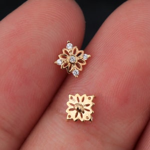 14K 16G Solid Gold Dermal Piercing/internally Threaded Dermal Anchor ...