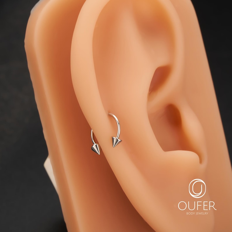 20G Push Pin Spike End Horseshoe Nose Ring/threadless Half Hoop Nose ...