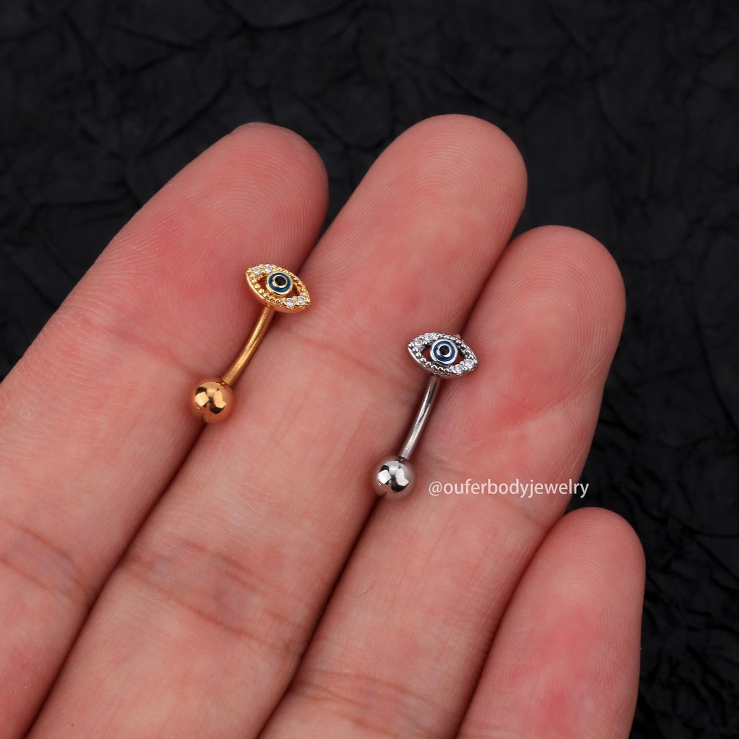 16G Evil Eye Eyebrow Ring/rook Barbell/curved Barbell/rook Earring/rook ...