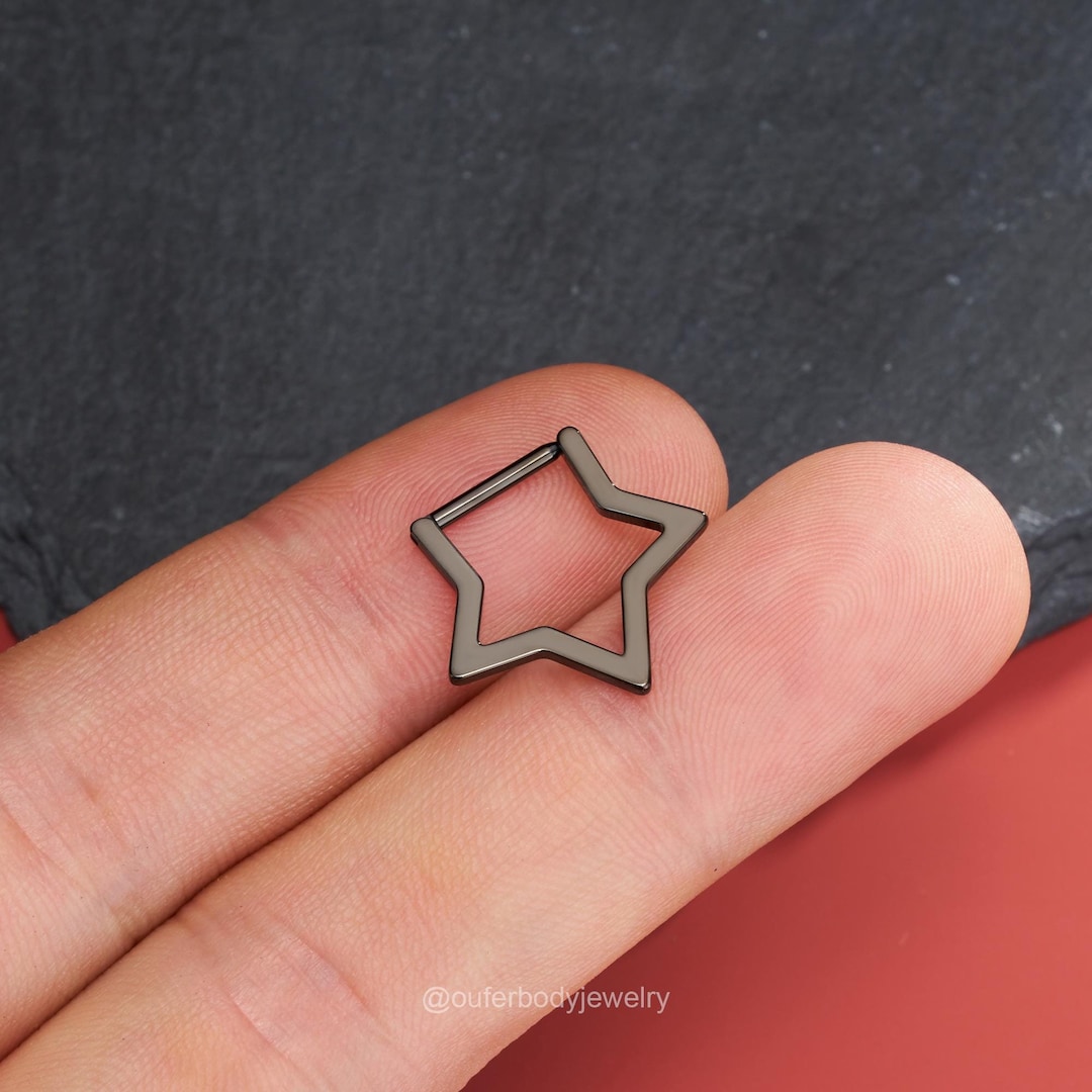 16G Titanium Black Star Septum Ring/septum Jewelry/septum Piercing ...