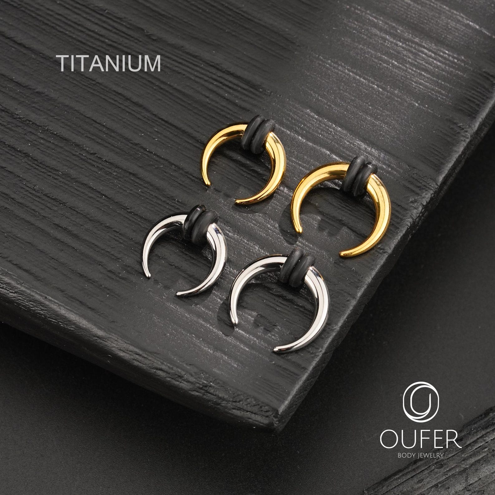 16G/14G/12G/10G/8G TITANIUM Crescent Horseshoe Pincher Septum Ring ...