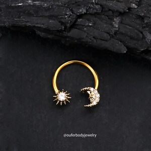16G Sun & Star Septum Ring/daith Jewelry/cartilage Earring/helix Hoop ...