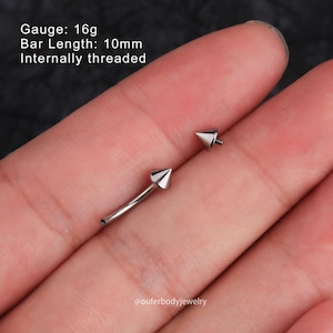 2PCS 16G 18G Titanium Internally Threaded Spike Eyebrow Rook Rings/rook ...