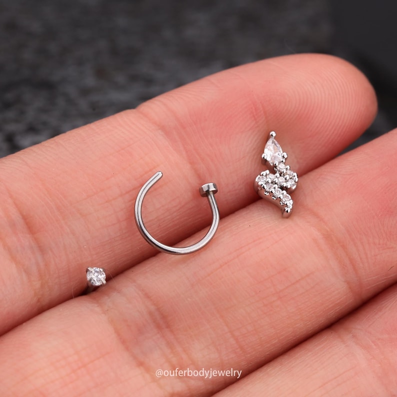 3pieces 20G Snake Nose Piercing/nose Hoop/nose Ring/s-shaped Nose Studs ...