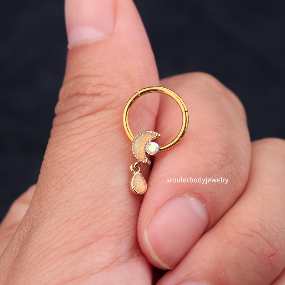 16G Celestial Dangle Cartilage Earring/small Gold Hoop/helix Hoop/conch ...