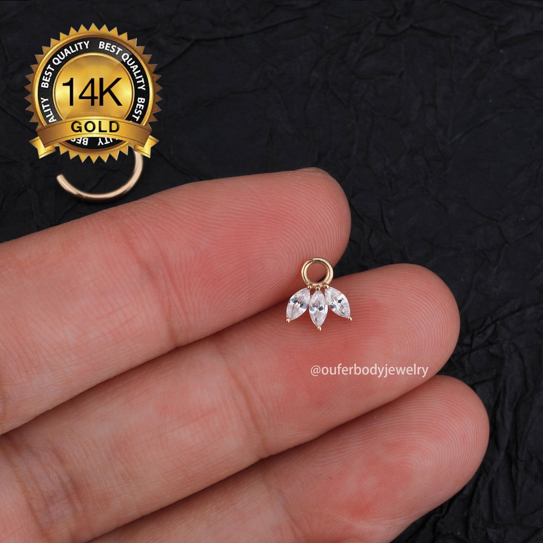 14K Solid Gold Crown Hoop Earring Charm/huggies Charms/mini Charm Hoop ...