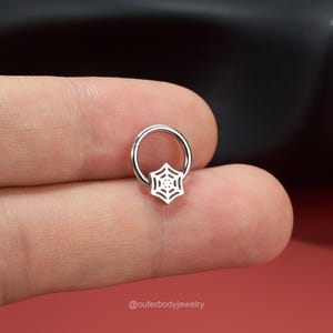 16G Cobweb Septum Ring/silver Spider Web Daith Earring/helix Piercing ...