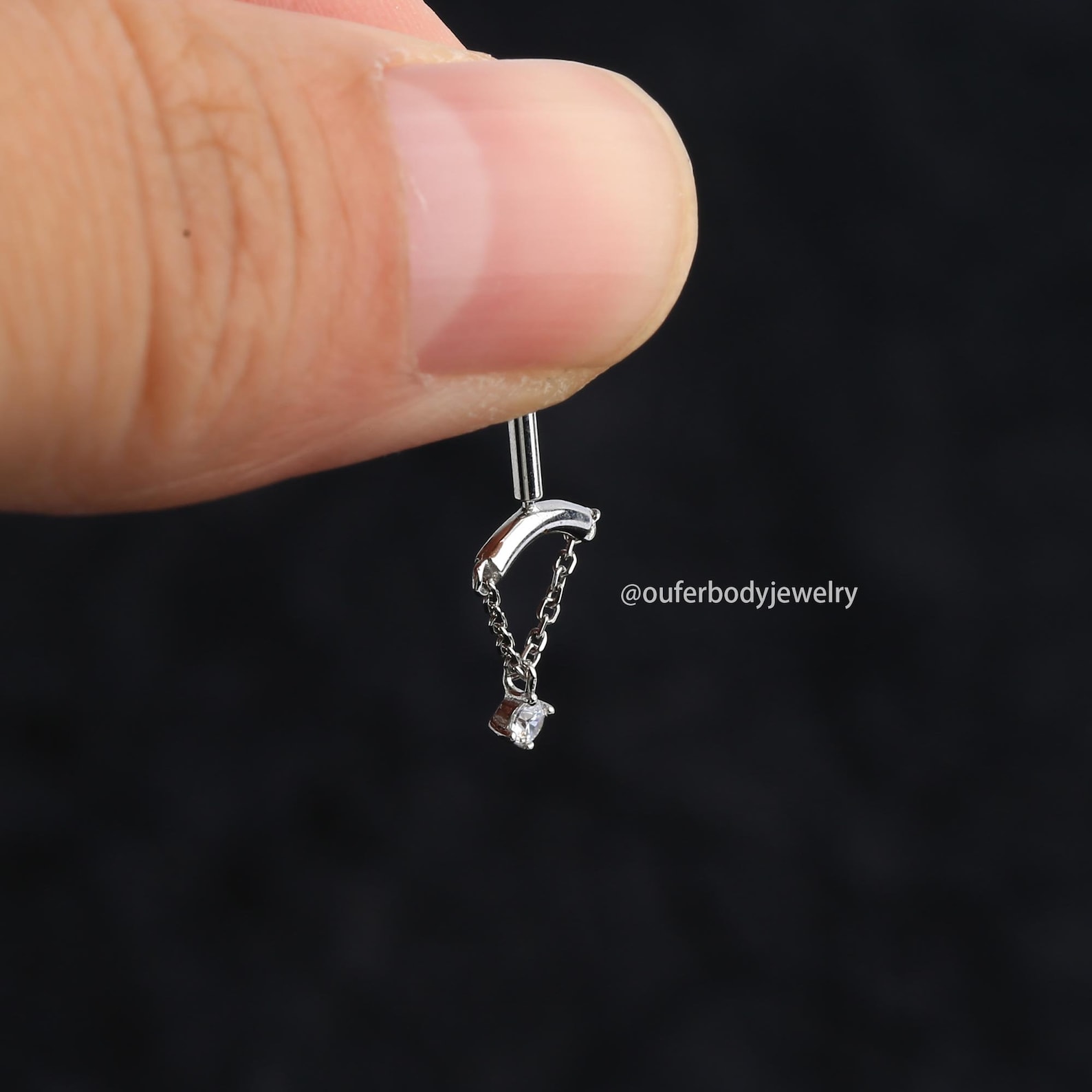 14K Solid Gold Vertical Helix Piercing/hidden Rook Dangle Earring ...