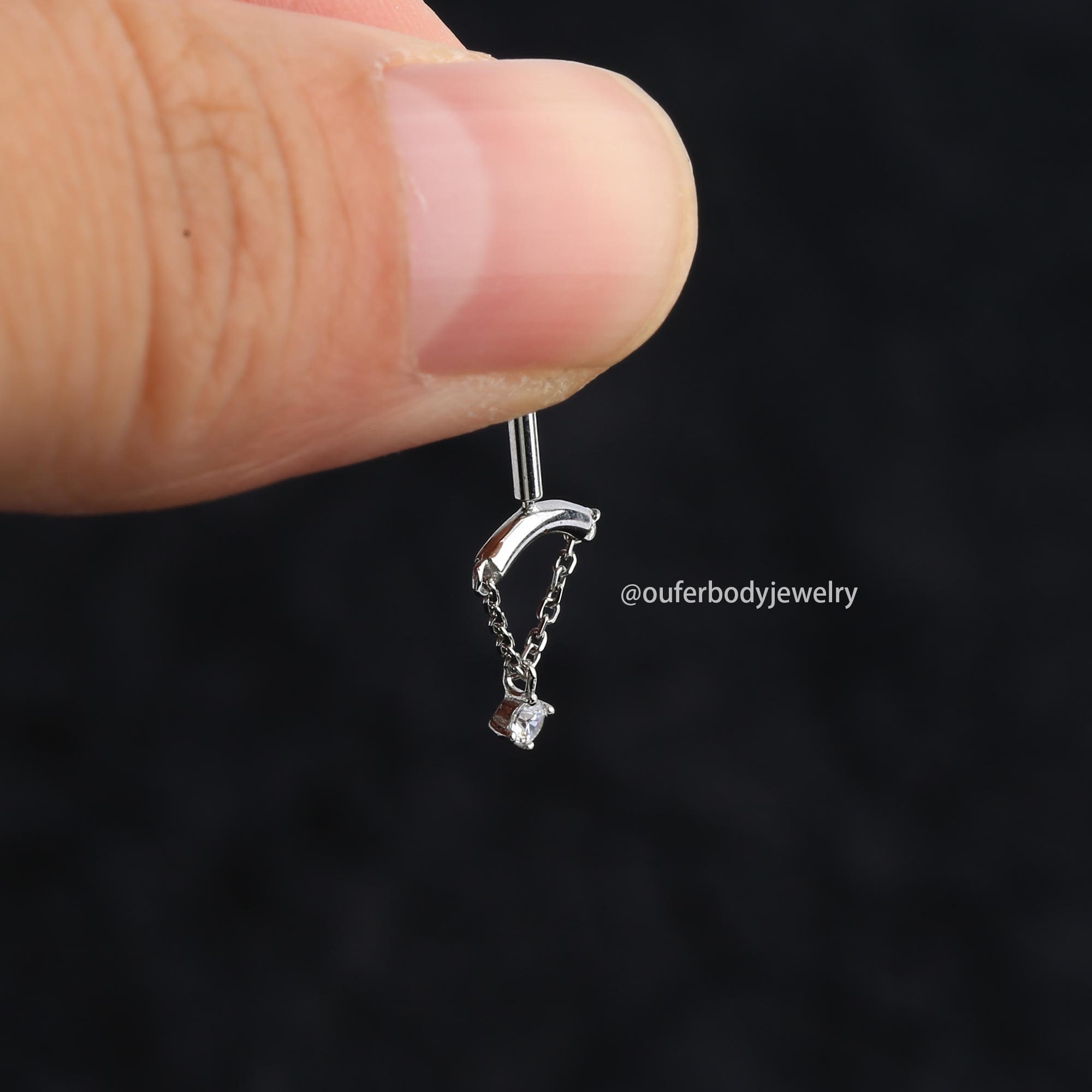 14K Solid Gold Vertical Helix Piercing/hidden Rook Dangle Earring ...