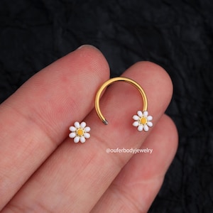 16G Daisy Floral Septum Ring/cartilage Hoop/helix Hoop/daith Hoop ...