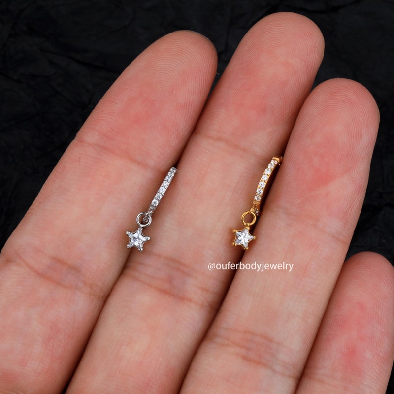 Tiny Daith Dangle Hoop - Etsy UK