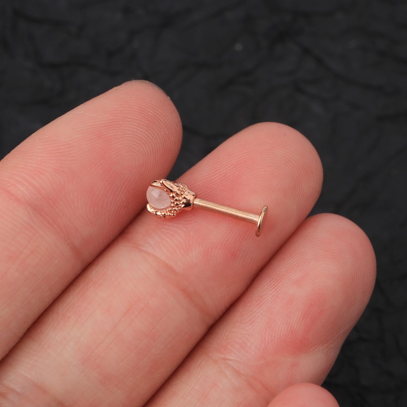 16G Dragon Claws Opalite Labret Ring/stainless Steel Lip Stud/ - Etsy