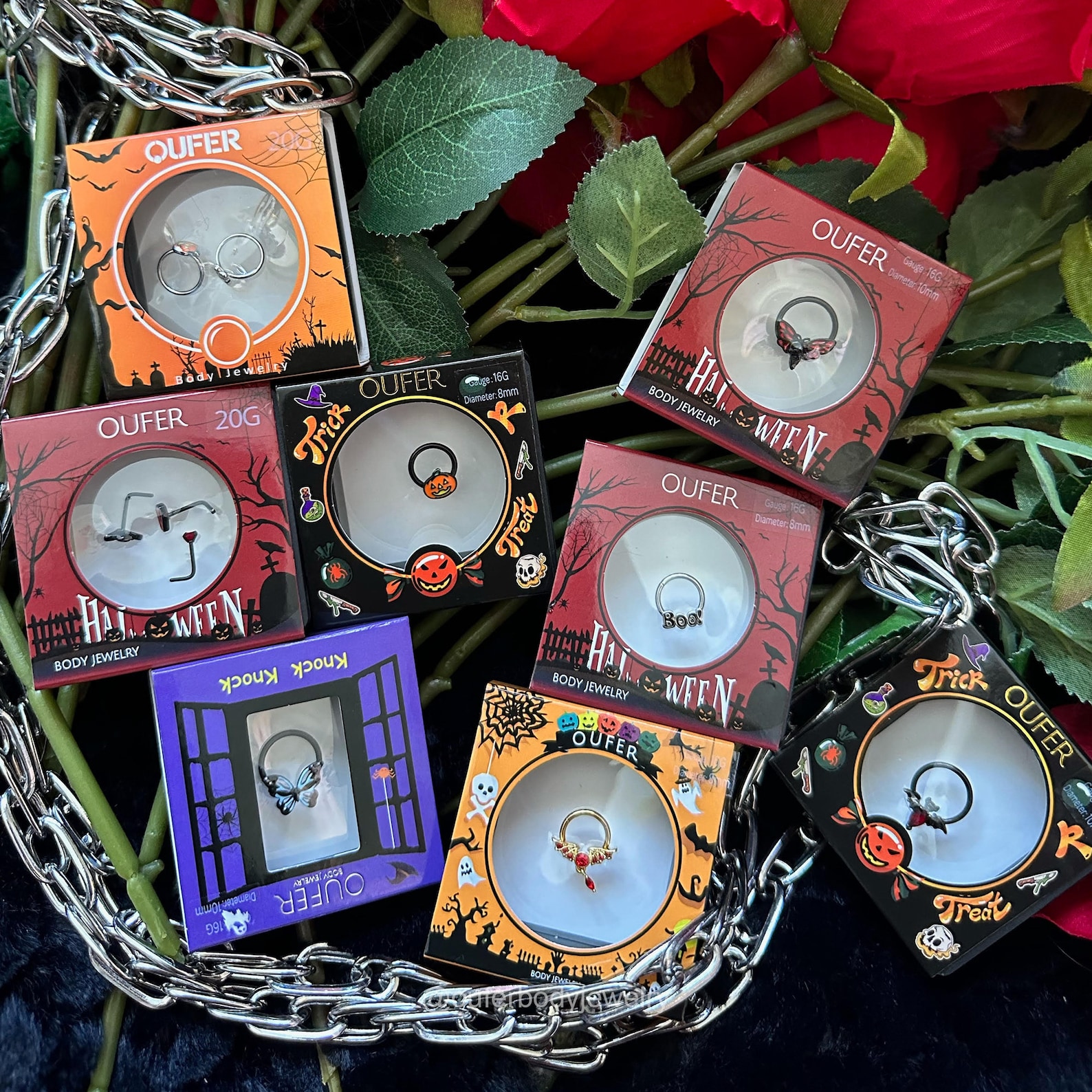 16G Spider Web Septum Ring Black Silver Clicker/cartilage/helix Earring ...