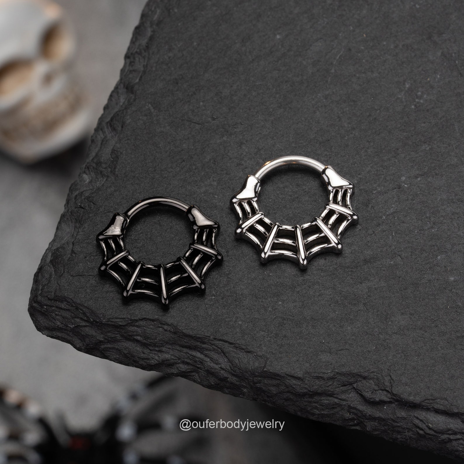 16G Spider Web Septum Ring Black Silver Clicker/cartilage/helix Earring ...