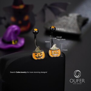 Glitter Pumpkin Belly Button Ring – 14G Halloween Navel Jewelry | Jack ...