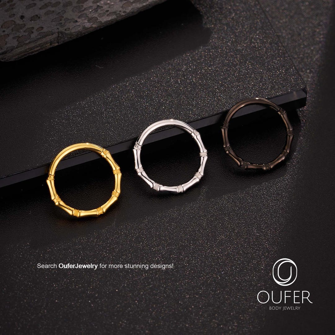 16G Silver/gold/black Bamboo Shape Septum Clicker Hoop/bone Joint ...