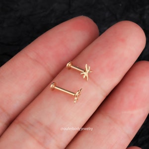 14K Solid Gold Threadless Zodiac Sign Tops/push-in Labret/12 ...