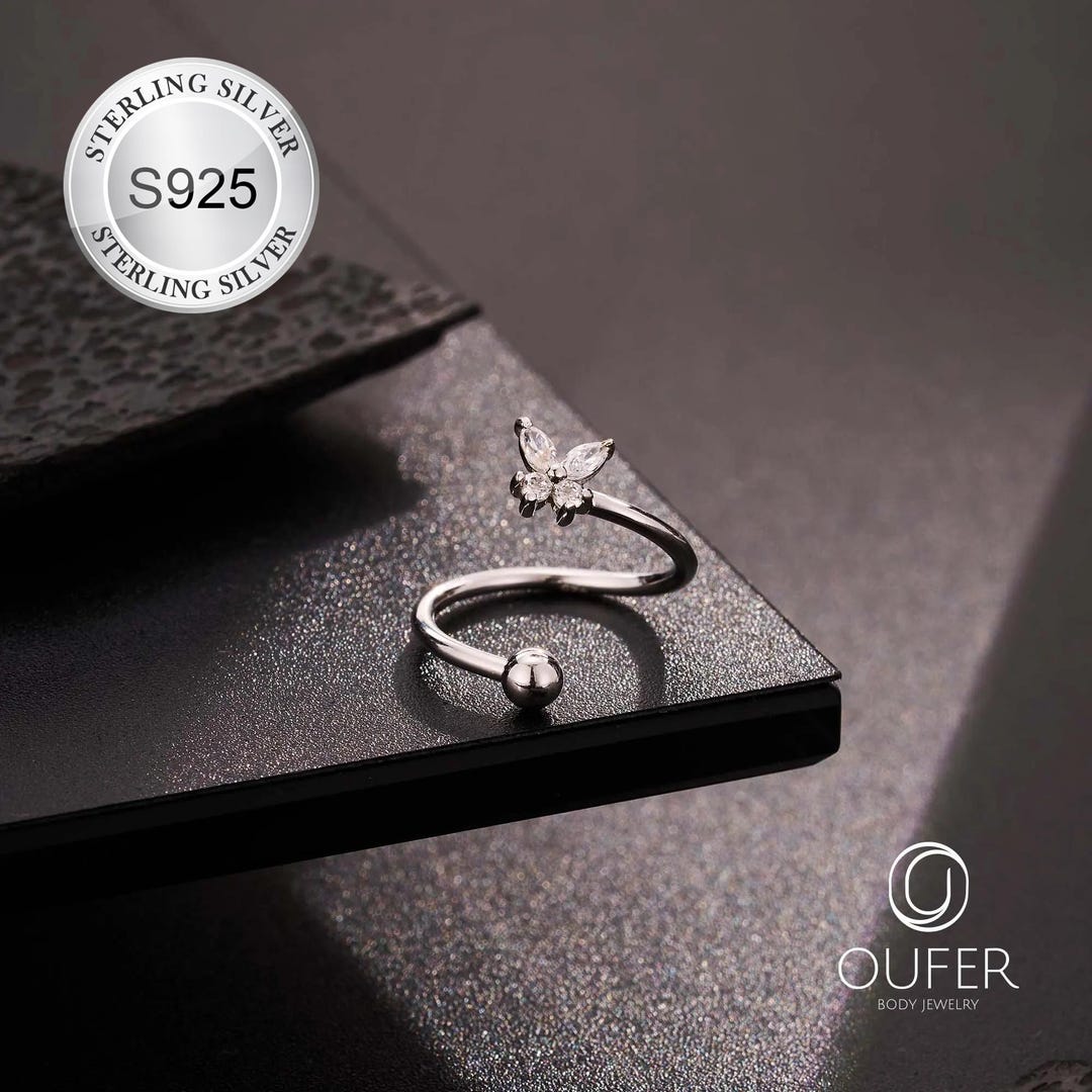 16G Spiral Cartilage Earring – 925 Sterling Silver S-shaped Barbell ...