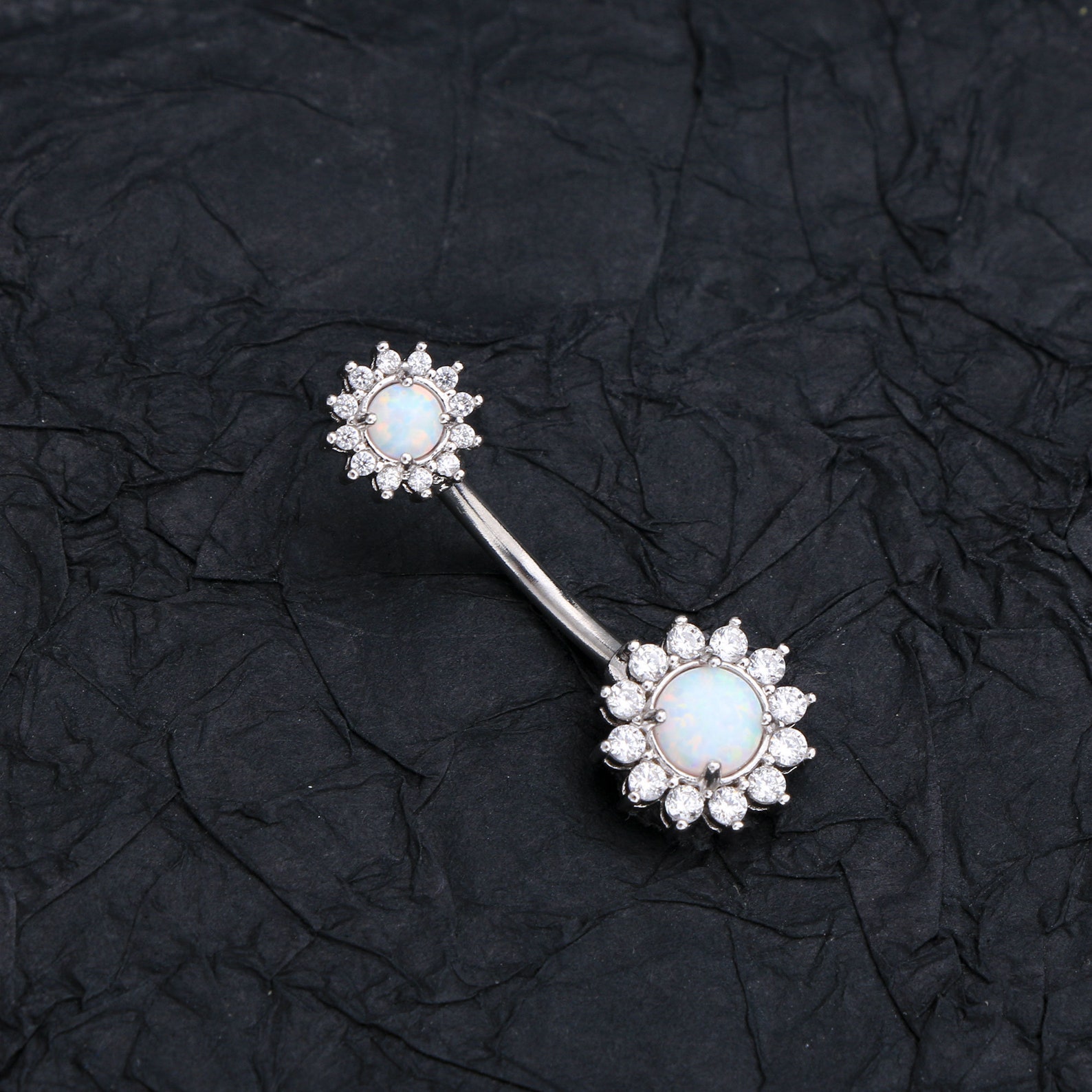14G Surgical Steel Opal Navel Rings/belly Piercing/ CZ Navel - Etsy
