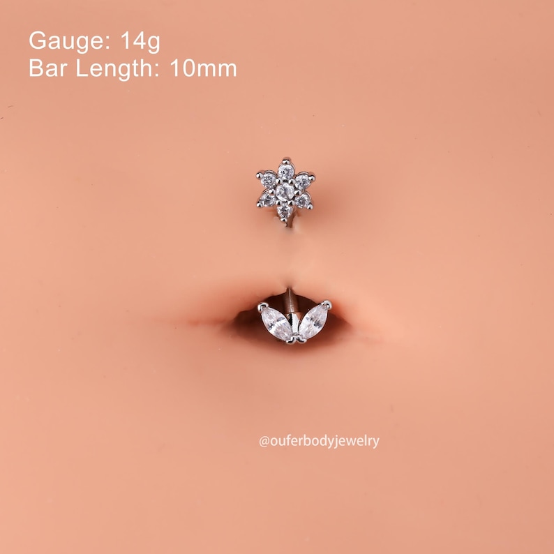 14G Flower & Leaf Belly Button Rings/navel Piercing/1pcs - Etsy Canada