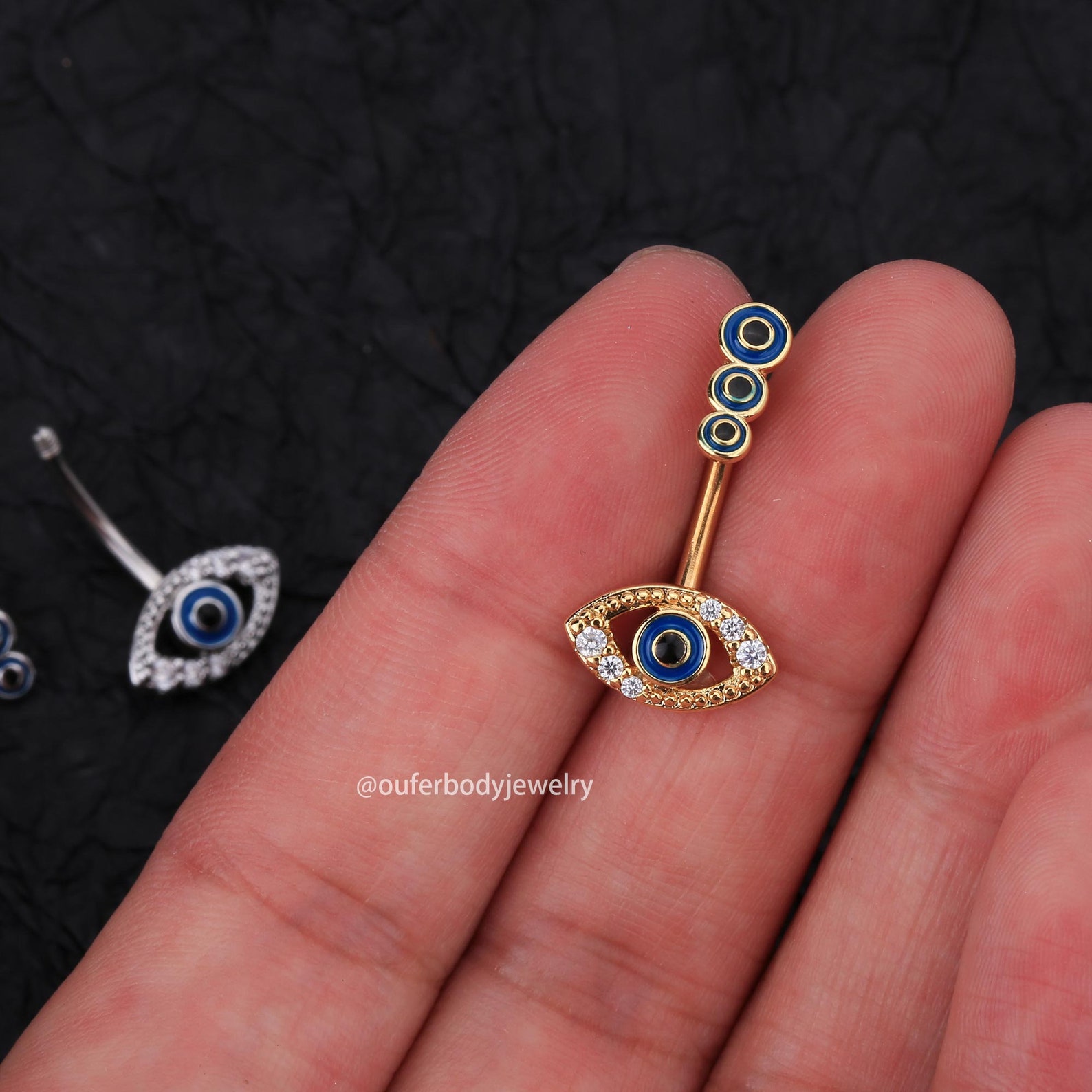 14G Evil Eye Belly Button Ring/navel Ring/belly Piercing/navel - Etsy