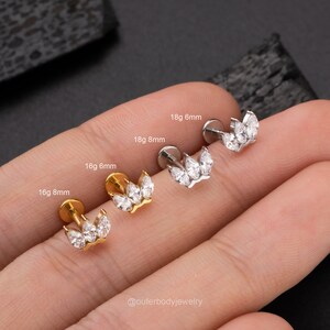 16G 18G Threadless Crown Push-in Labret/tragus/cartilage/conch/forward ...