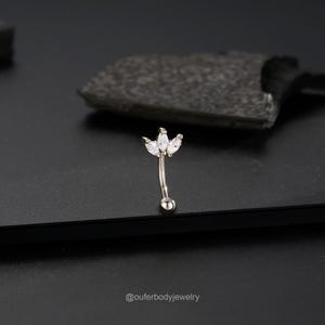 16G Lotus Crown CZ Curved Barbell/rook Earring/eyebrow Ring/rook ...