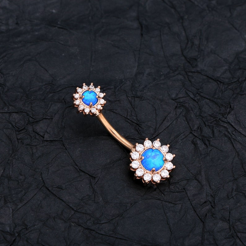 14G Surgical Steel Opal Navel Rings/belly Piercing/ CZ Navel - Etsy