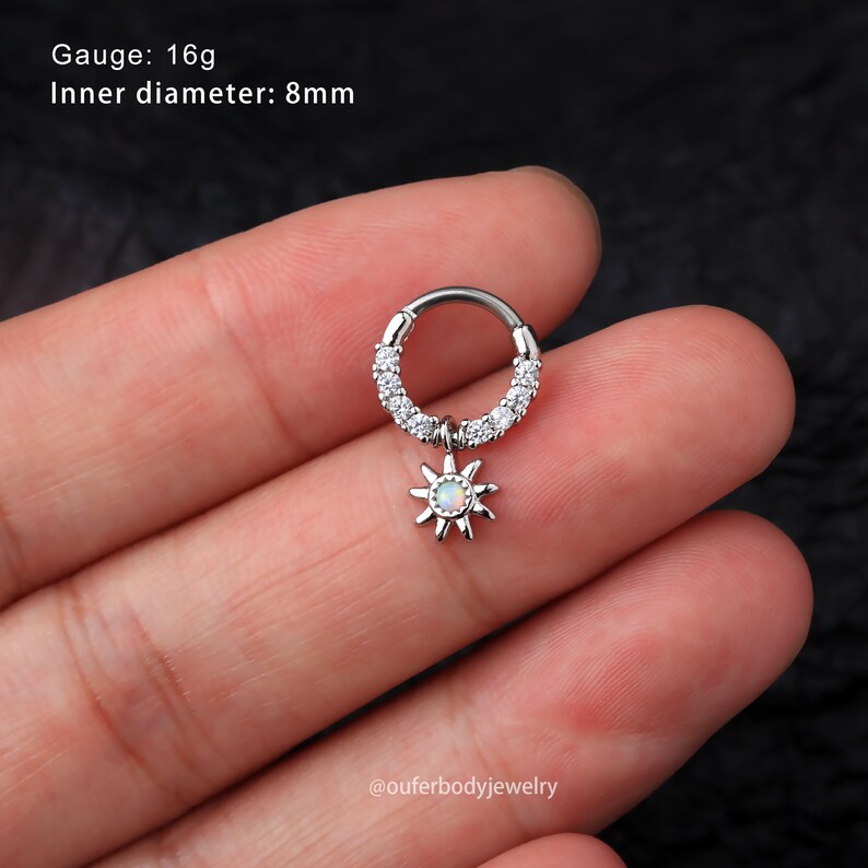 16G Sun Dangle Septum Hoop/septum Clicker/dangle Daith - Etsy