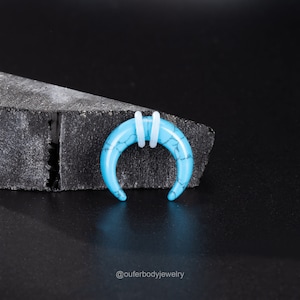 Cresent Horseshoe Stone Pincher Septum Ring 00g,0g,2g,4g,6g/ear Gauge ...